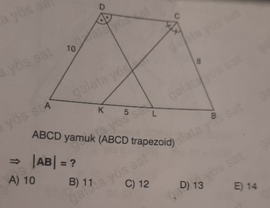 Solved ABCD yamuk (ABCD trapezoid)=>|AB|= ? | Chegg.com