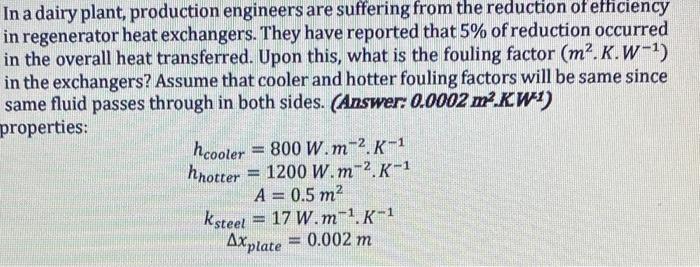Solved in regenerator heat exchangers. They have reported | Chegg.com