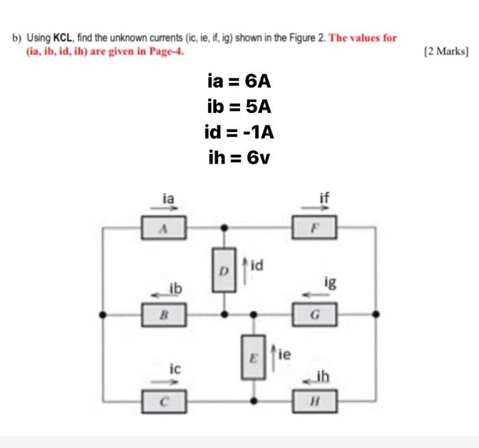 Solved b) Using KCL, find the unknown currents (ic, ie, if, | Chegg.com