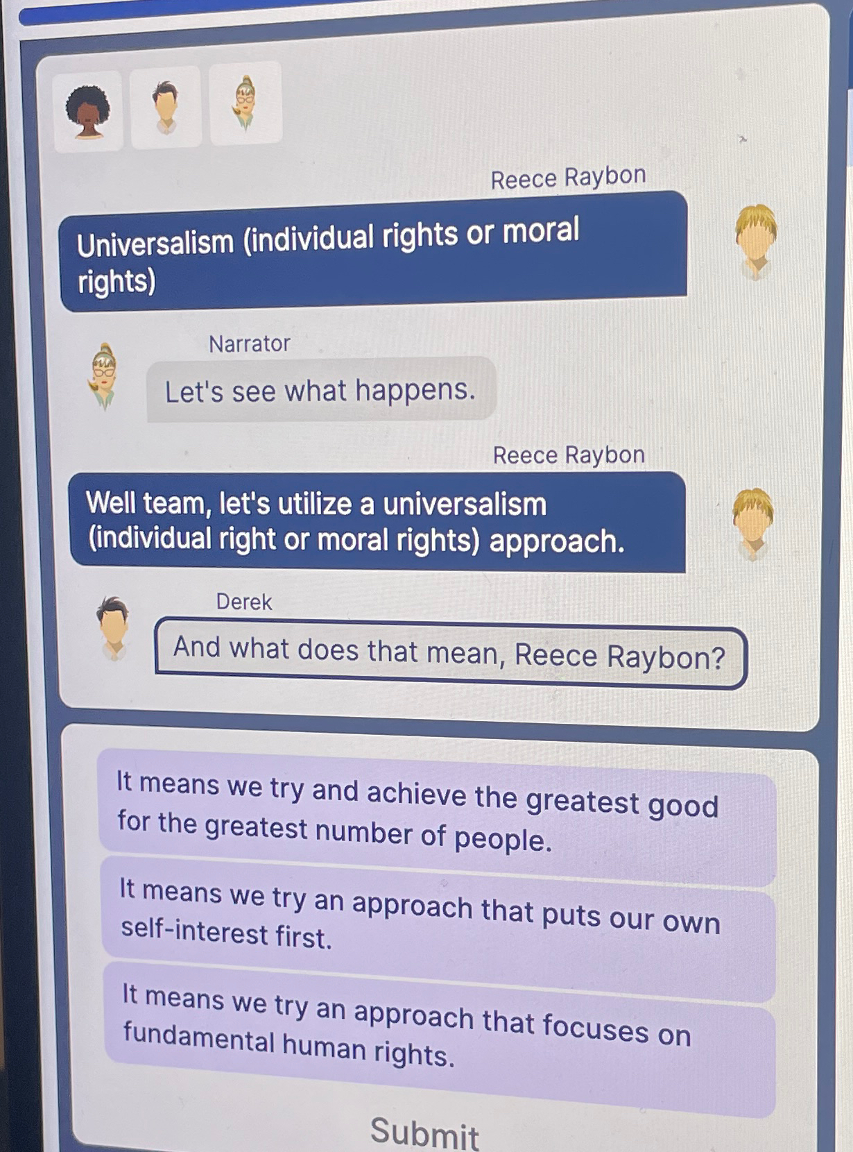 Solved Reece RaybonUniversalism (individual rights or moral | Chegg.com