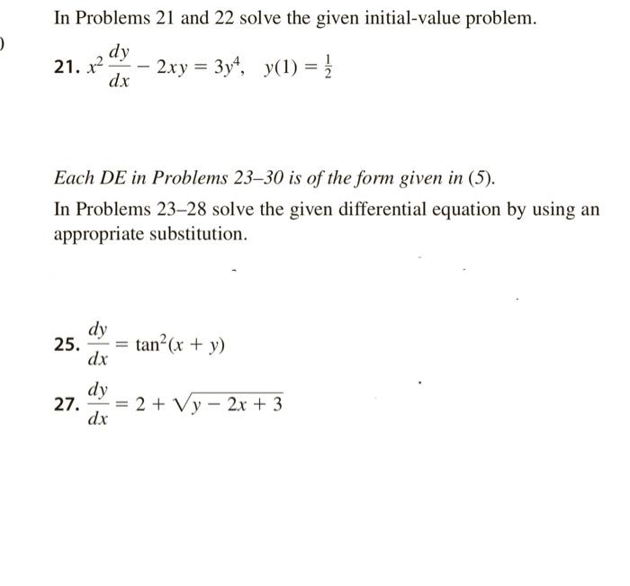 Solved In Problems 21 and 22 solve the given initial-value | Chegg.com