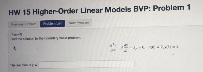 Solved HW 15 Higher-Order Linear Models BVP: Problem 1 | Chegg.com