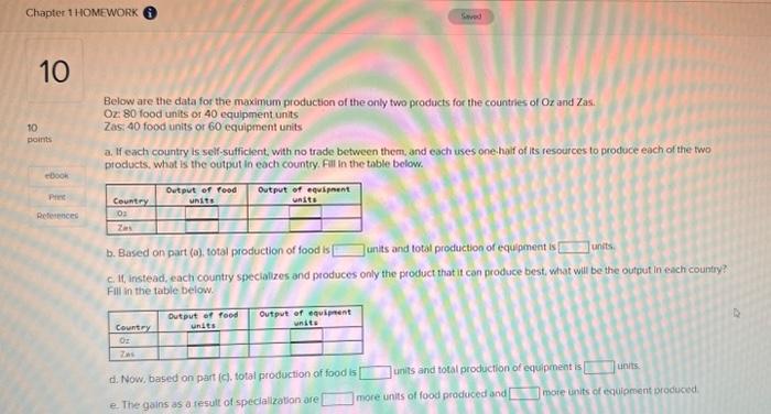 Solved Below are the data for the maximum production of the | Chegg.com