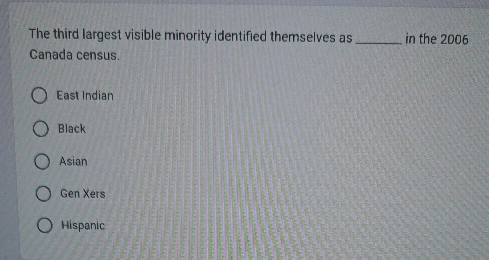 Solved The third largest visible minority identified | Chegg.com
