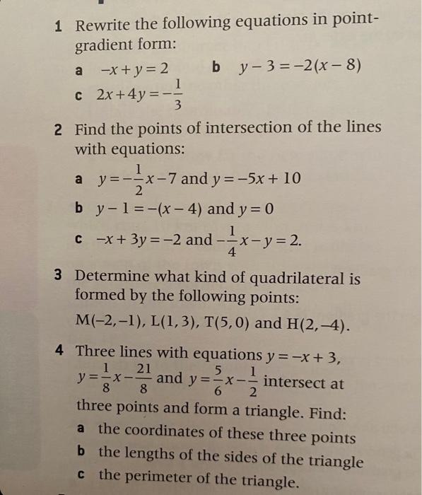 Solved 1 Rewrite the following equations in point- gradient | Chegg.com