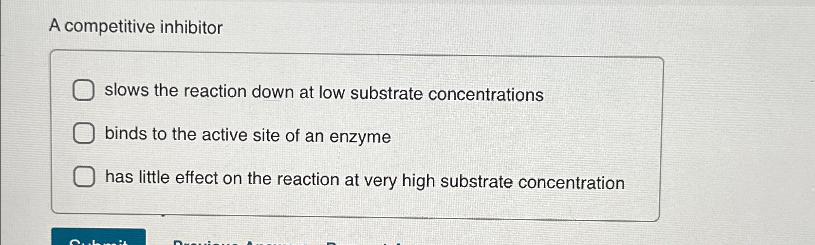 Solved A competitive inhibitorslows the reaction down at low | Chegg.com