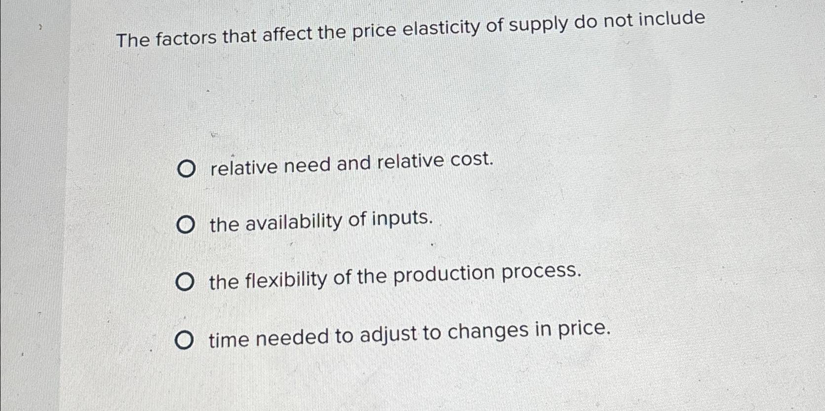 Solved The factors that affect the price elasticity of | Chegg.com