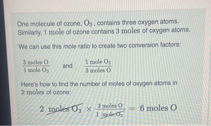 Solved One molecule of ozone, O3, contains three oxygen | Chegg.com