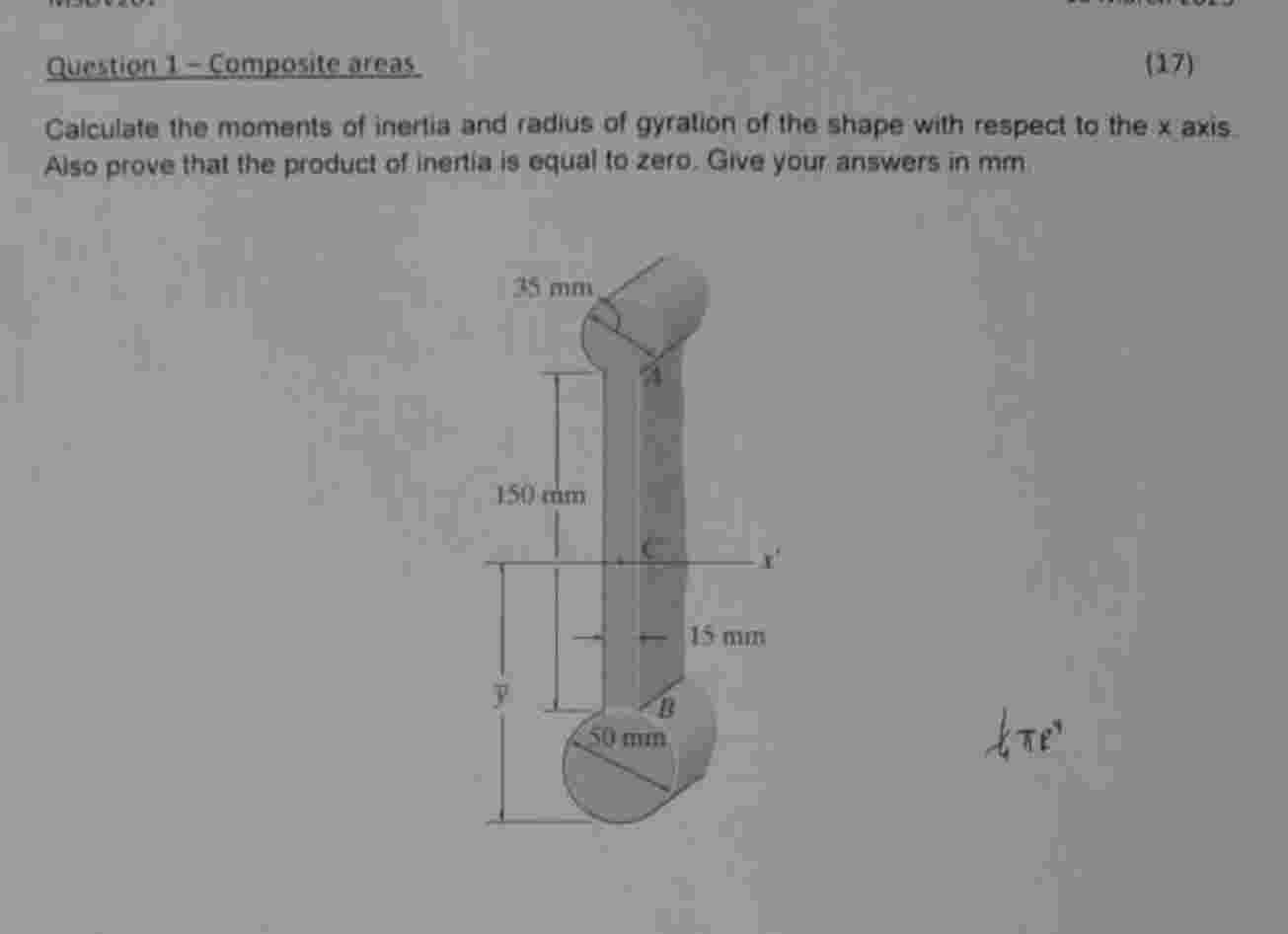 Solved Question 1 - ﻿Composite areas Calculate the moments | Chegg.com