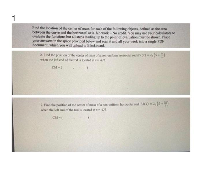 Solved Find the location of the center of mass for each of | Chegg.com