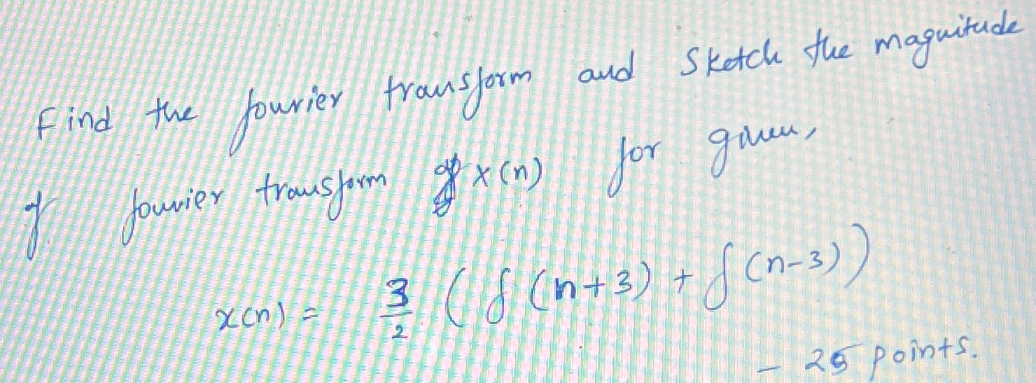 Solved Find the fourier transform and Sketch the maguitude | Chegg.com