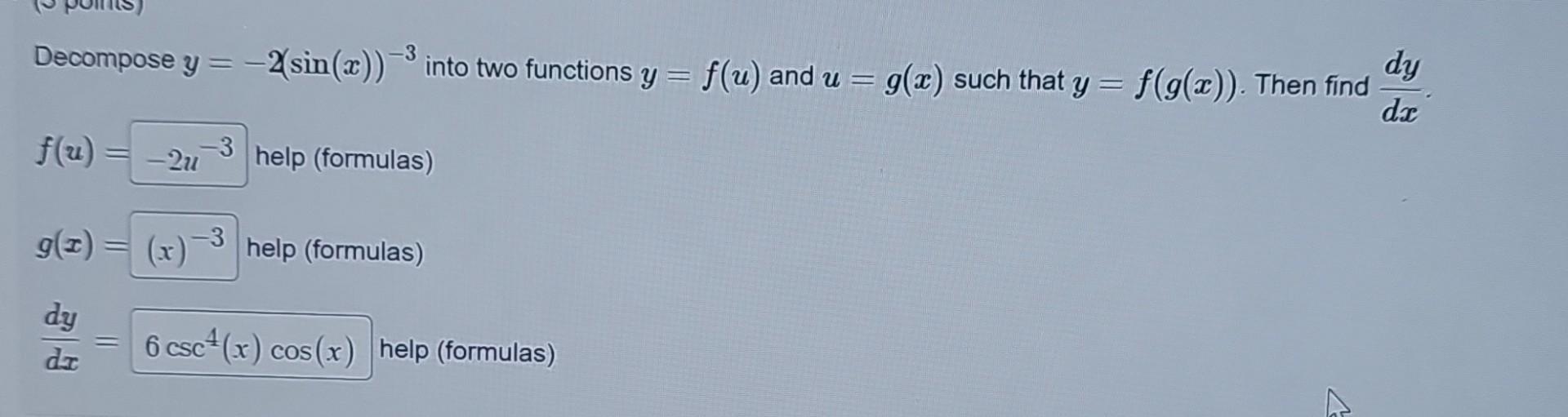 Solved Decompose y=−2(sin(x))−3 into two functions y=f(u) | Chegg.com