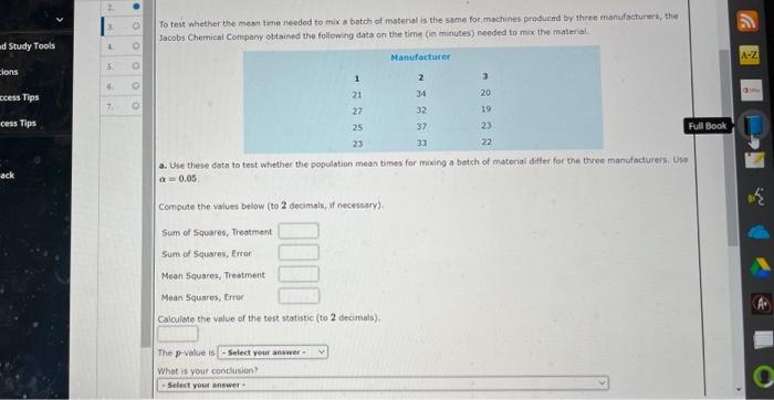 Solved To teat Whether the mest time needed to mix a batch | Chegg.com