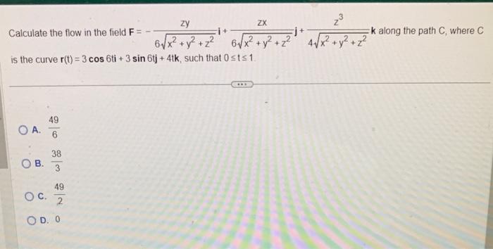 Solved Calculate the flow in the field | Chegg.com