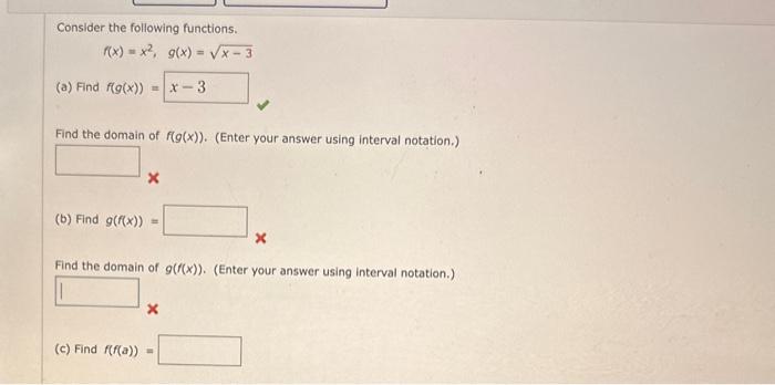 Solved Consider the following functions. f(x)=x2,g(x)=x−3 | Chegg.com