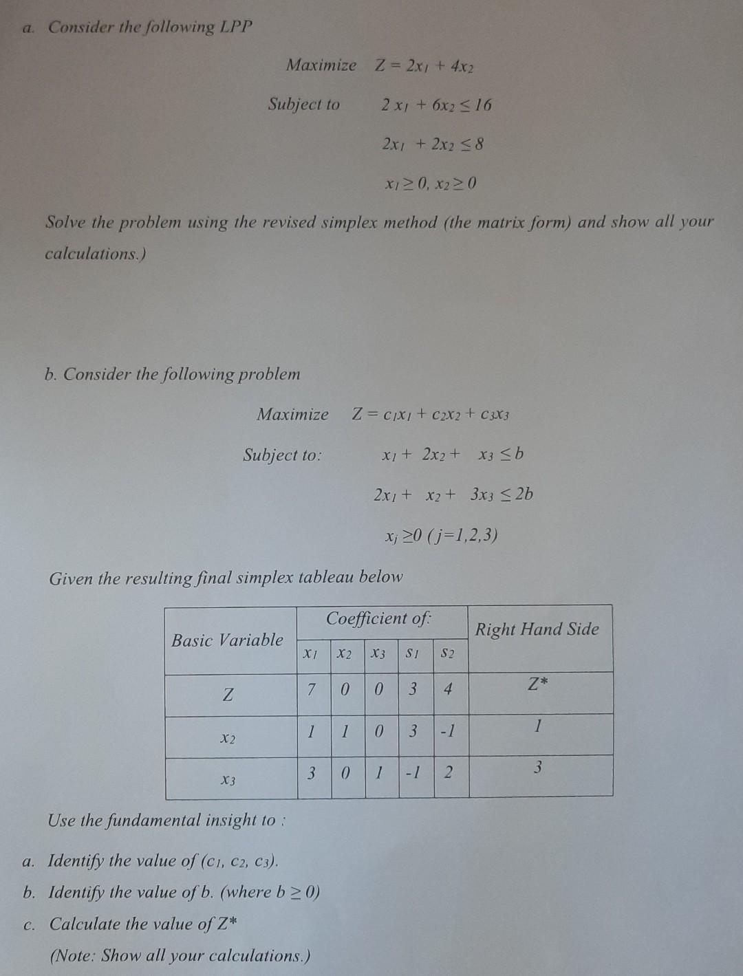 a. Consider the following LPP Maximize Subject to | Chegg.com