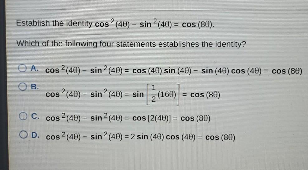 Solved Use an identity to write the following expression as | Chegg.com