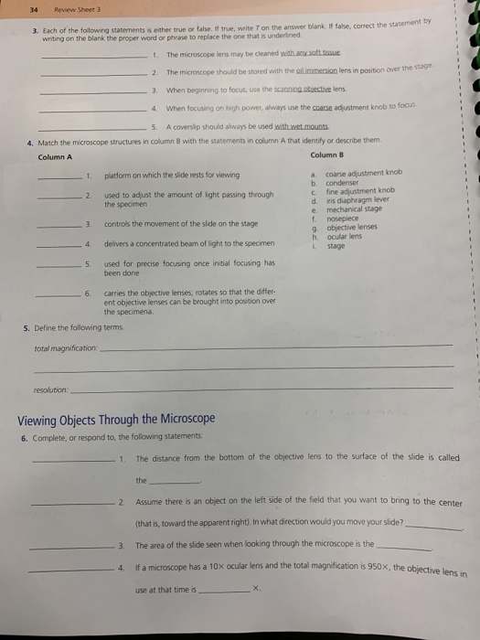 Solved Review Sheet 3 3. Each of the following statements is | Chegg.com