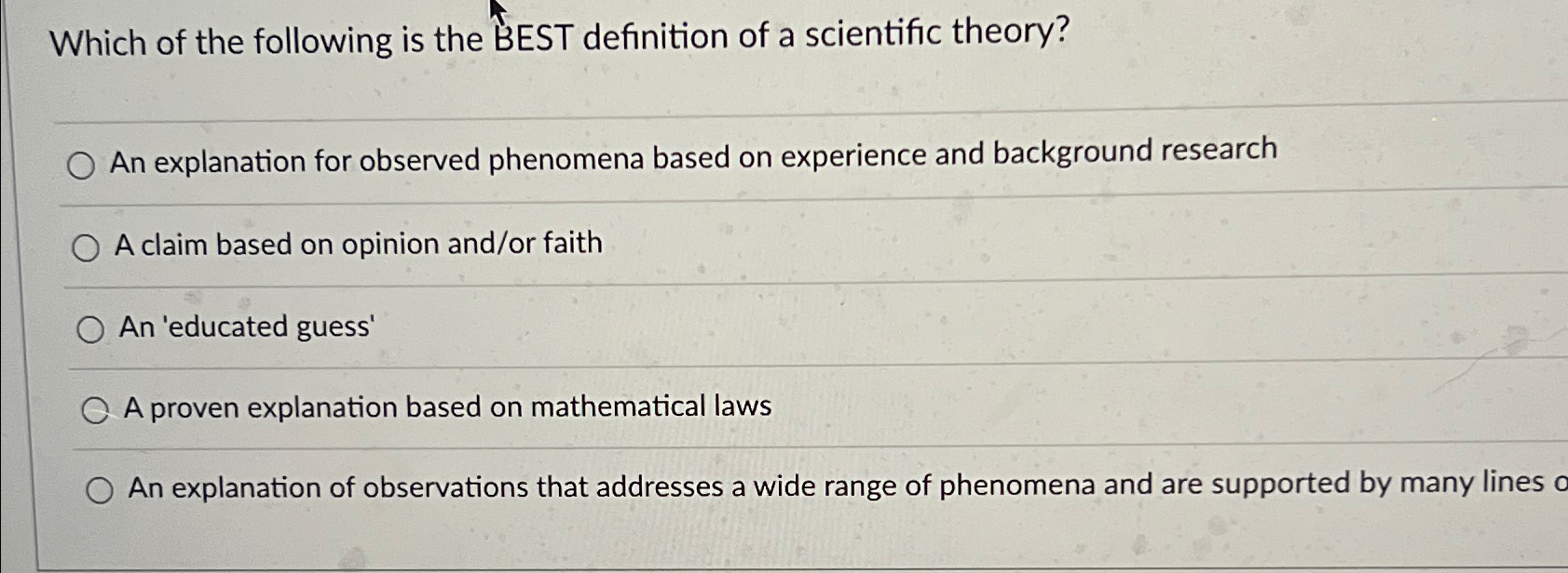 Solved Which of the following is the BEST definition of a | Chegg.com
