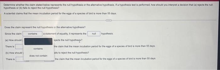 Solved Determine whother the claim stated below represents | Chegg.com