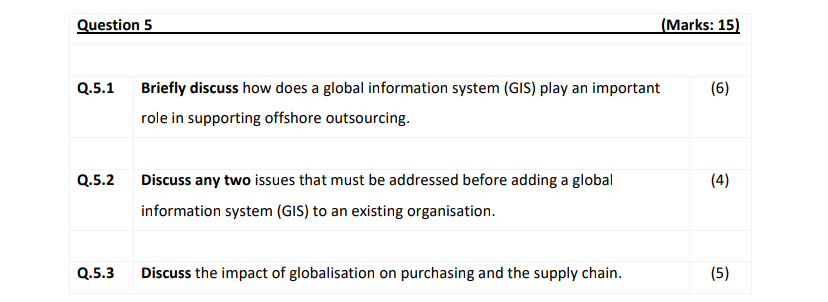 Solved Question 5 (Marks: 15) Q.5.1 Briefly discuss how does | Chegg.com