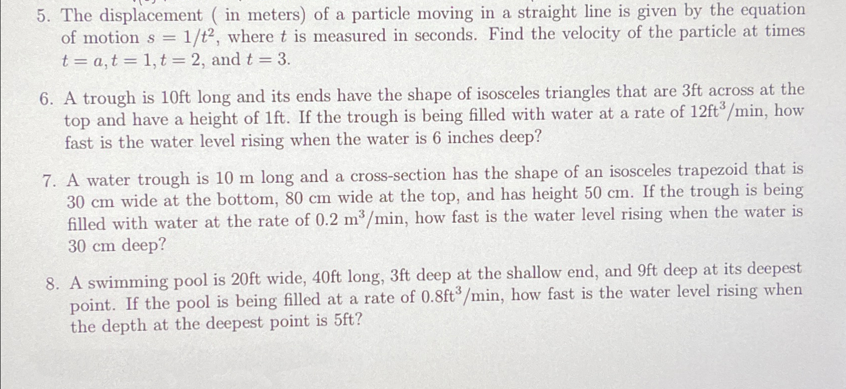 Solved The displacement ( ﻿in meters) ﻿of a particle moving | Chegg.com