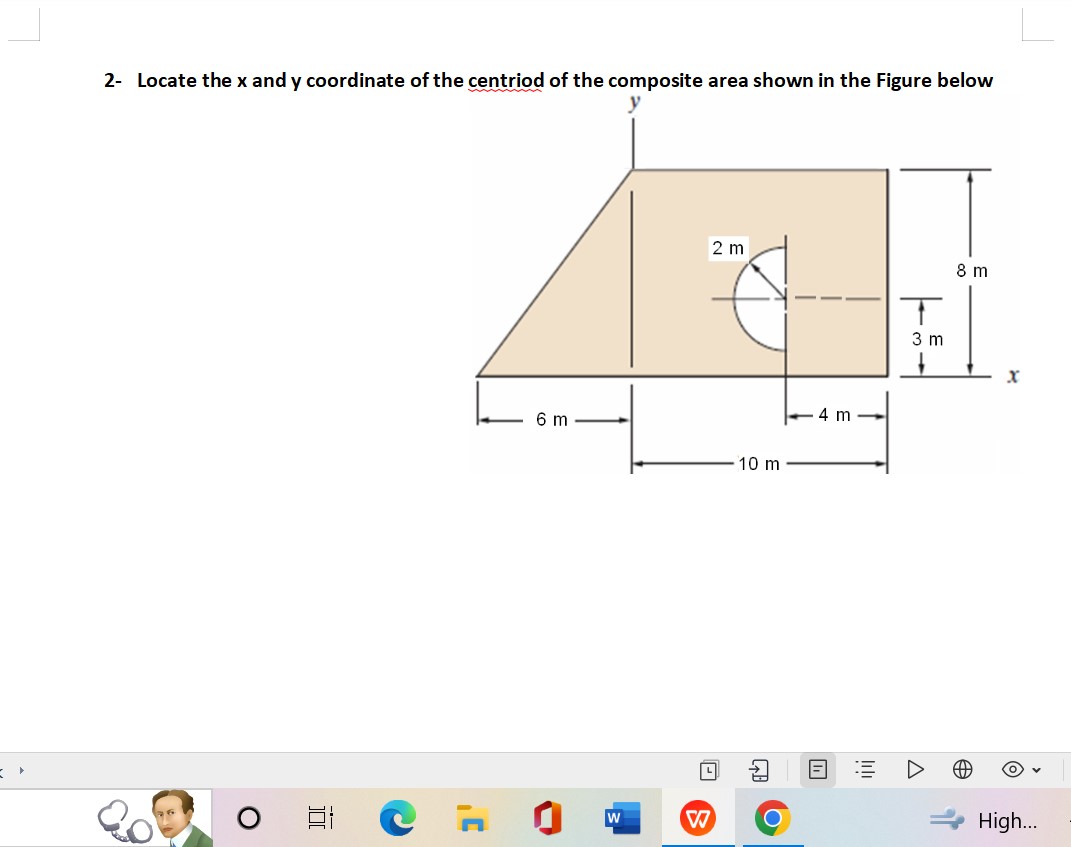 Solved 2- ﻿Locate the x ﻿and y ﻿coordinate of the centriod | Chegg.com