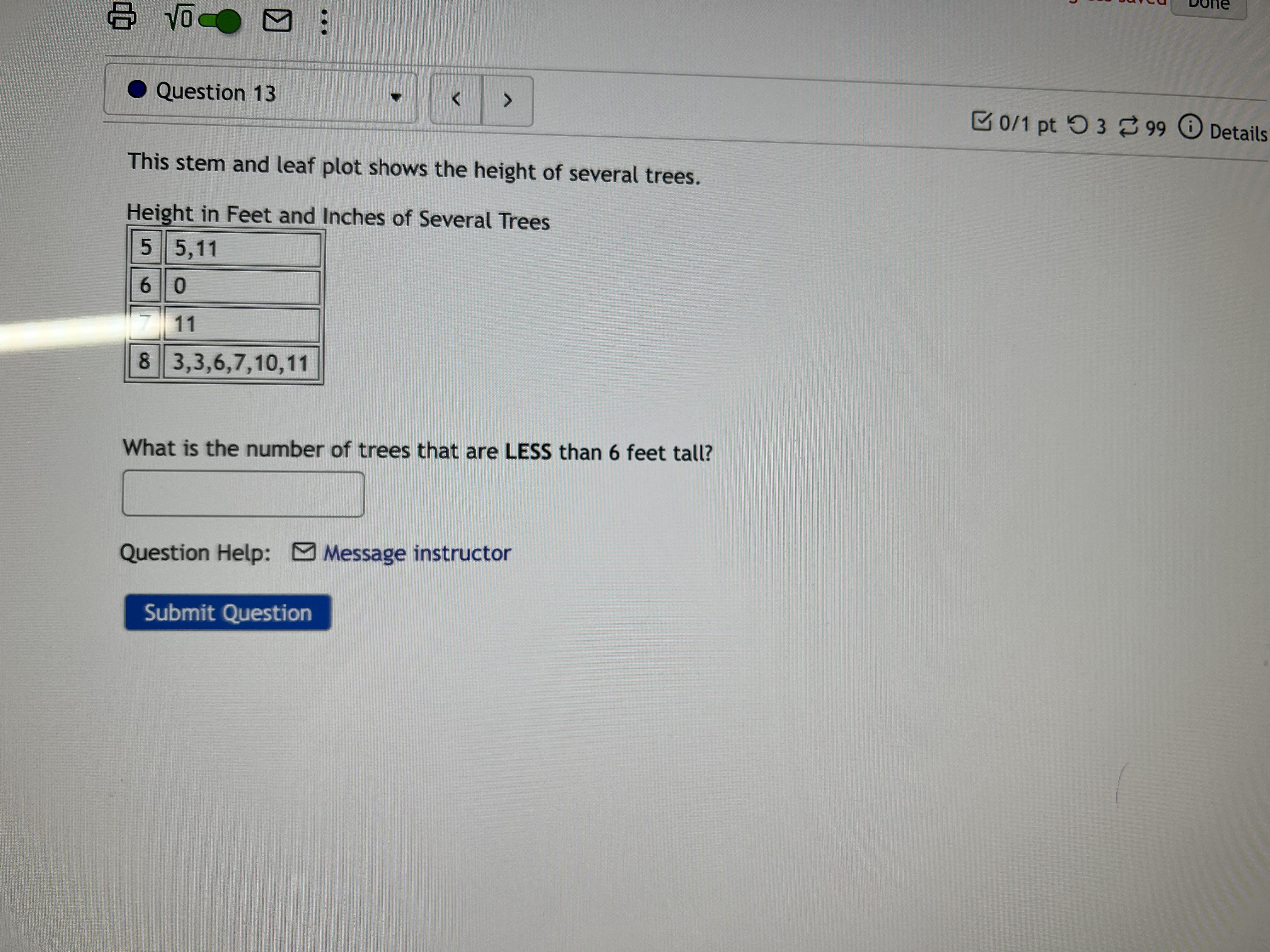 Solved This stem and leaf plot shows the height of several | Chegg.com