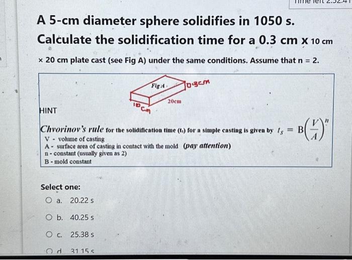 Solved A 5−cm diameter sphere solidifies in 1050 s. | Chegg.com