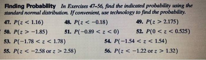 Solved Finding Probability In Exercises 47–56, find the | Chegg.com