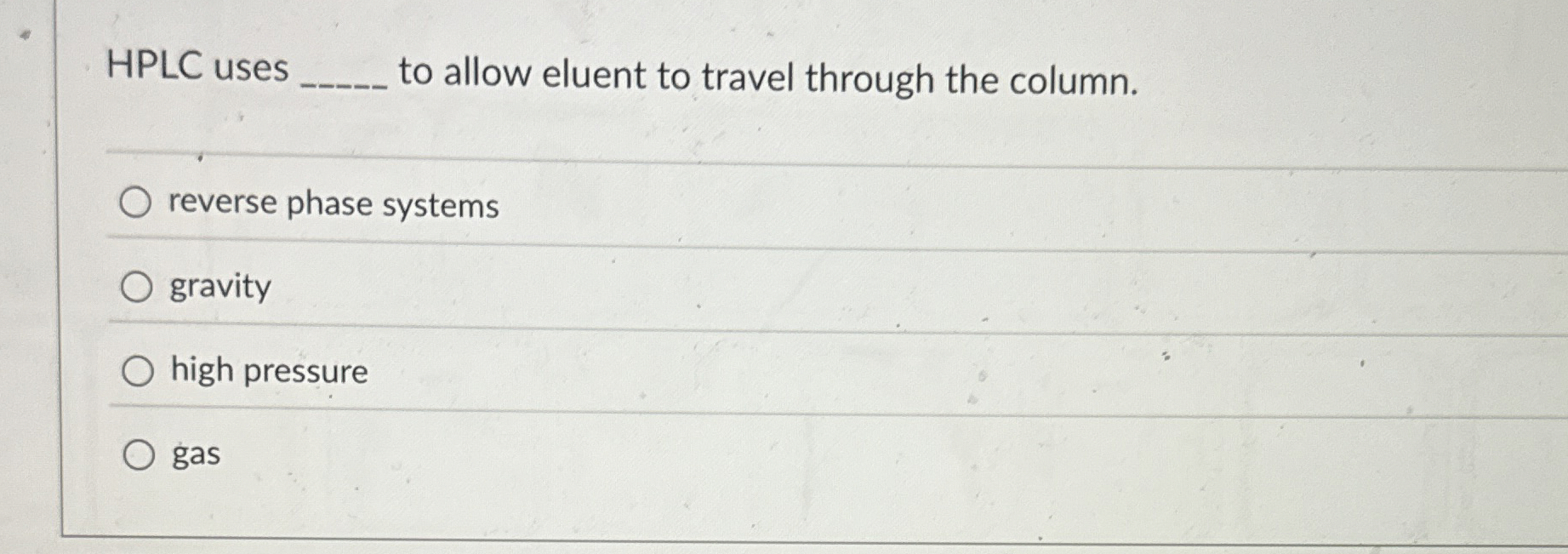 Solved HPLC usesto allow eluent to travel through the | Chegg.com