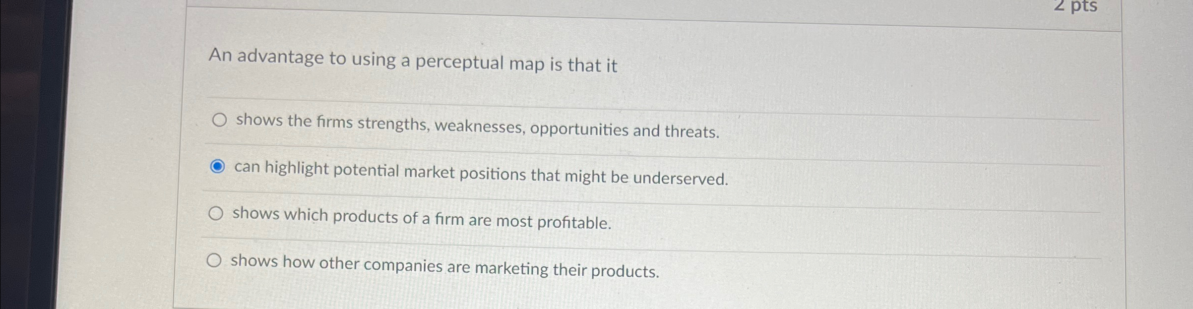 Solved An advantage to using a perceptual map is that | Chegg.com