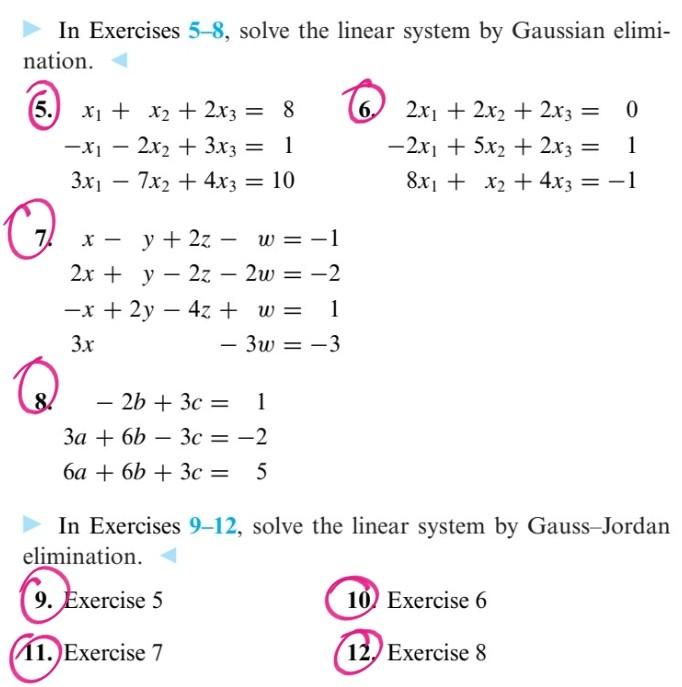 Solved In Exercises 5-8, solve the linear system by Gaussian | Chegg.com