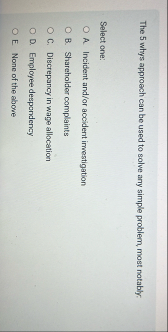 Solved The 5 ﻿whys approach can be used to solve any simple | Chegg.com