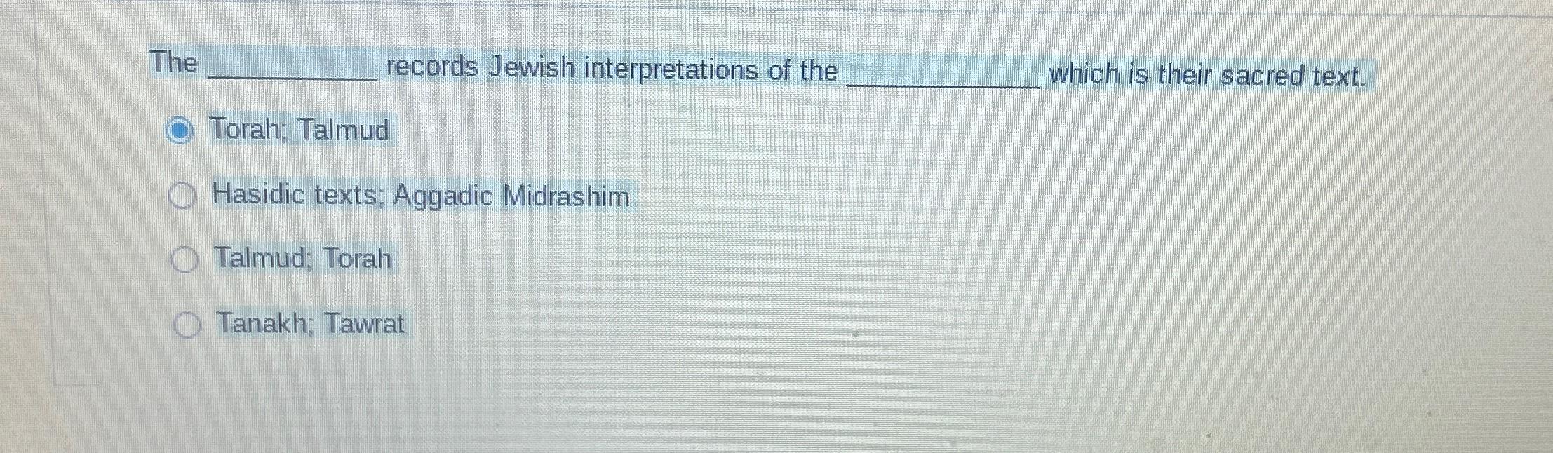 Solved The records Jewish interpretations of the which is | Chegg.com