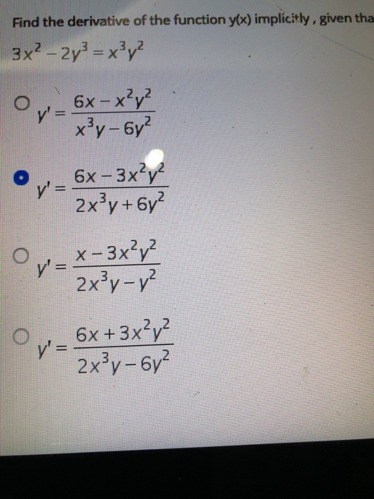 Solved Find the derivative of the function y(x) implicitly, | Chegg.com