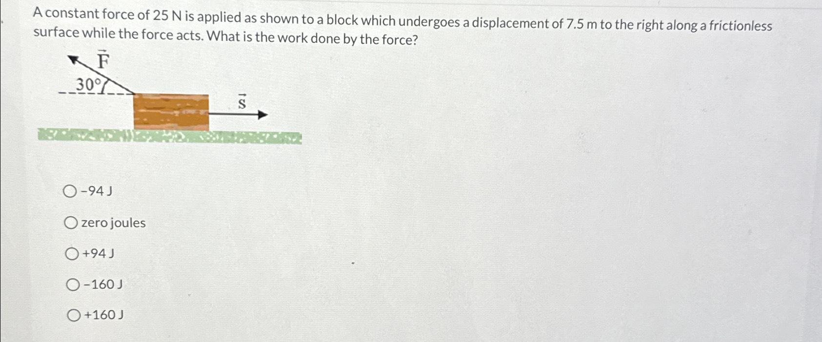 Solved A constant force of 25N is applied as shown to a | Chegg.com