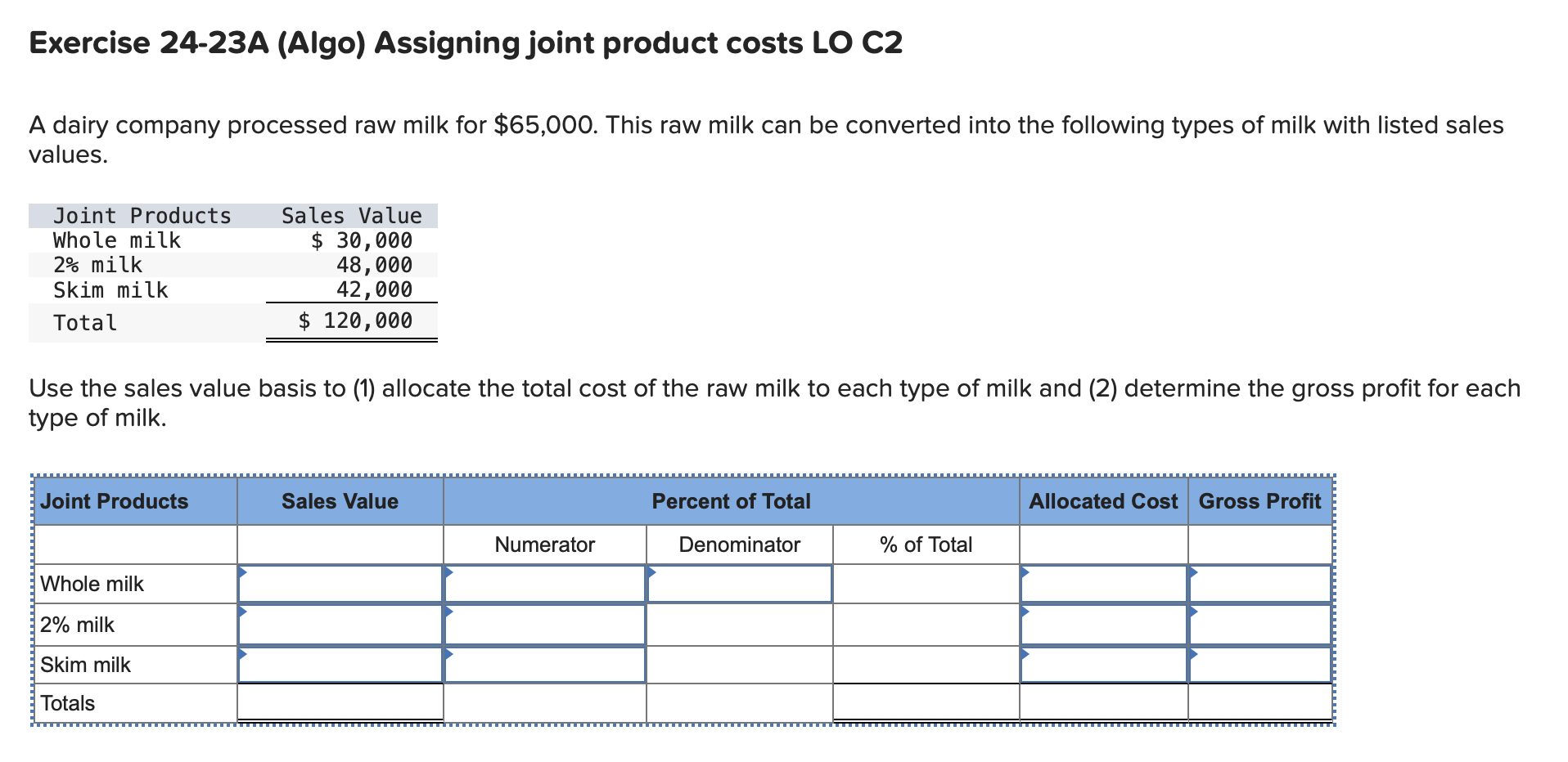 Solved Exercise 24-23A (Algo) ﻿Assigning joint product costs | Chegg.com