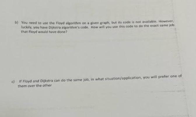 Solved B You Need To Use The Floyd Algorithm On A Given 