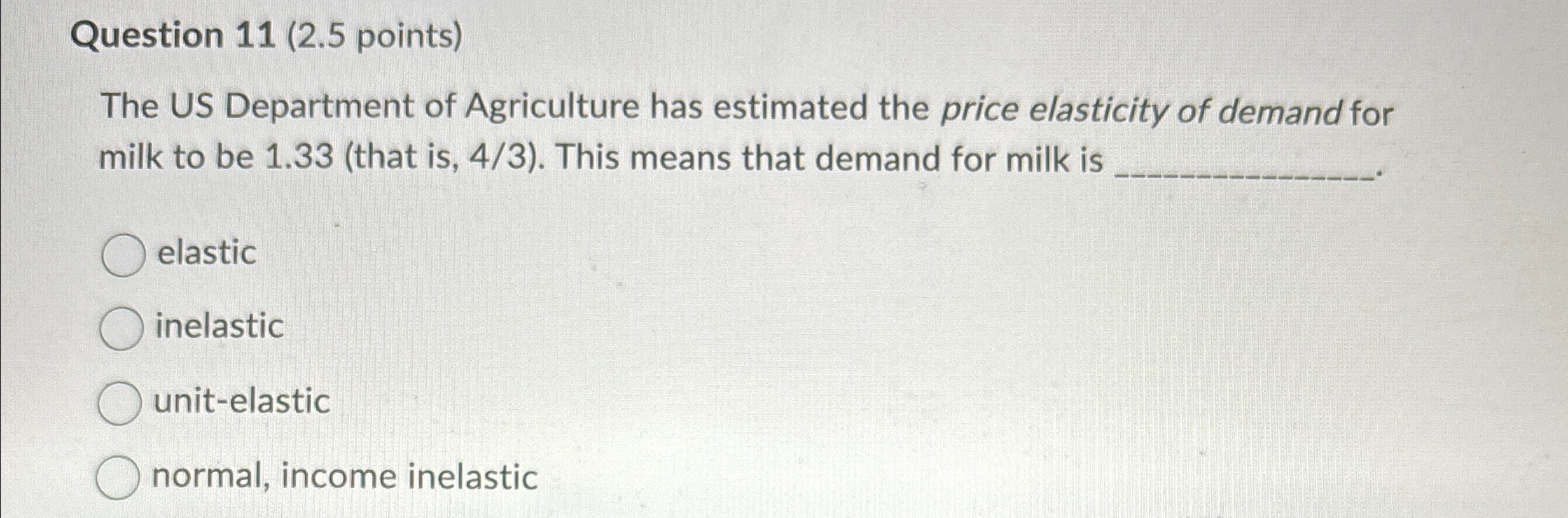 Solved Question 11 (2.5 ﻿points)The US Department of | Chegg.com
