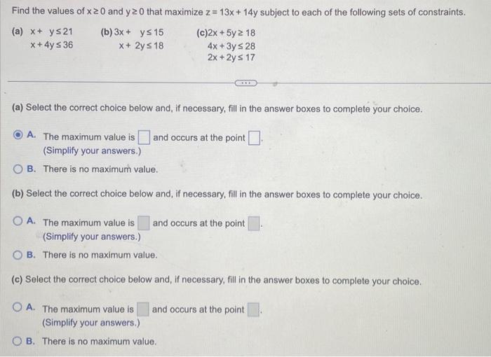 Solved Find the values of x≥0 and y≥0 that maximize | Chegg.com