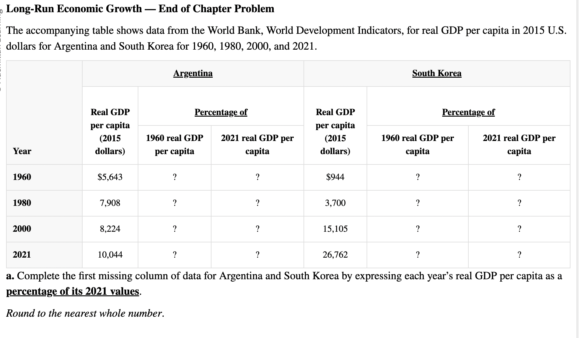 Solved Long-Run Economic Growth — ﻿End of Chapter ProblemThe | Chegg.com