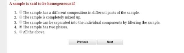 Solved A sample is said to be homogeneous if 1. The sample | Chegg.com