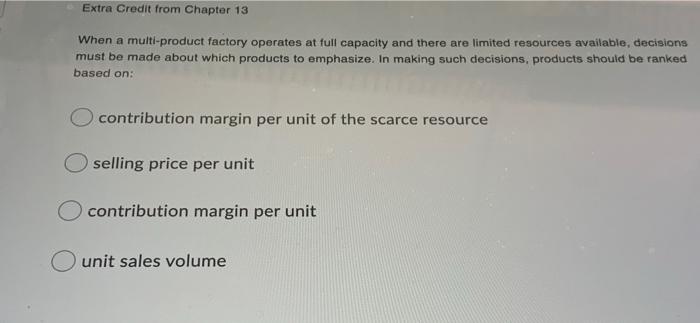 Solved Extra Credit from Chapter 13 When a multi-product | Chegg.com