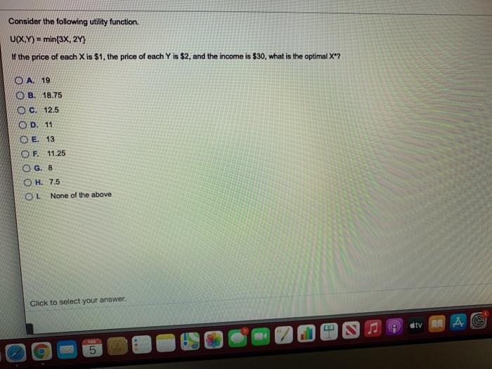 Solved Consider the following utility function. U(X,Y)= | Chegg.com