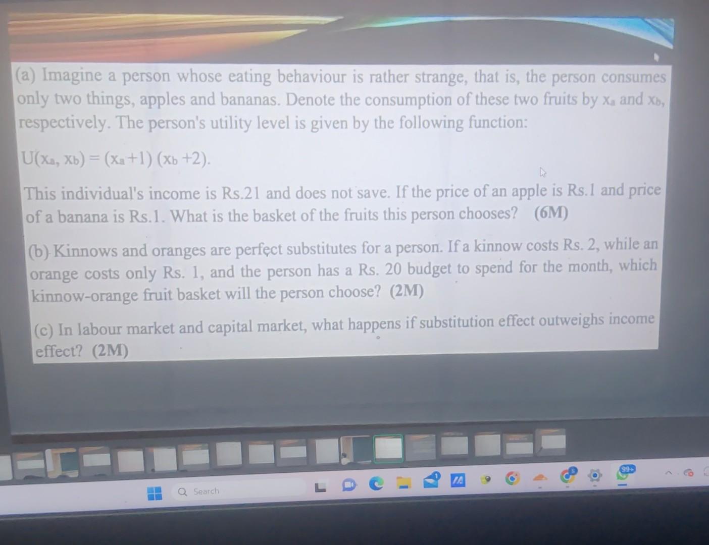 Solved (a) Imagine a person whose eating behaviour is rather | Chegg.com