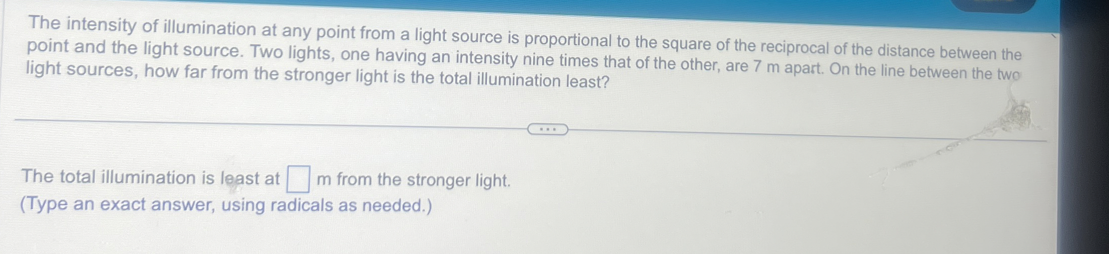 Solved The intensity of illumination at any point from a | Chegg.com