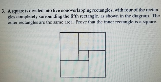 Solved 3. A square is divided into five nonoverlapping | Chegg.com