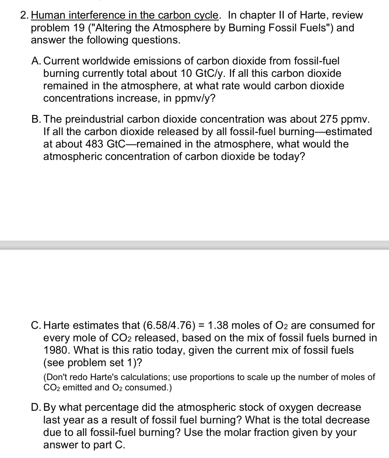 Solved Human interference in the carbon cycle. In chapter II | Chegg.com