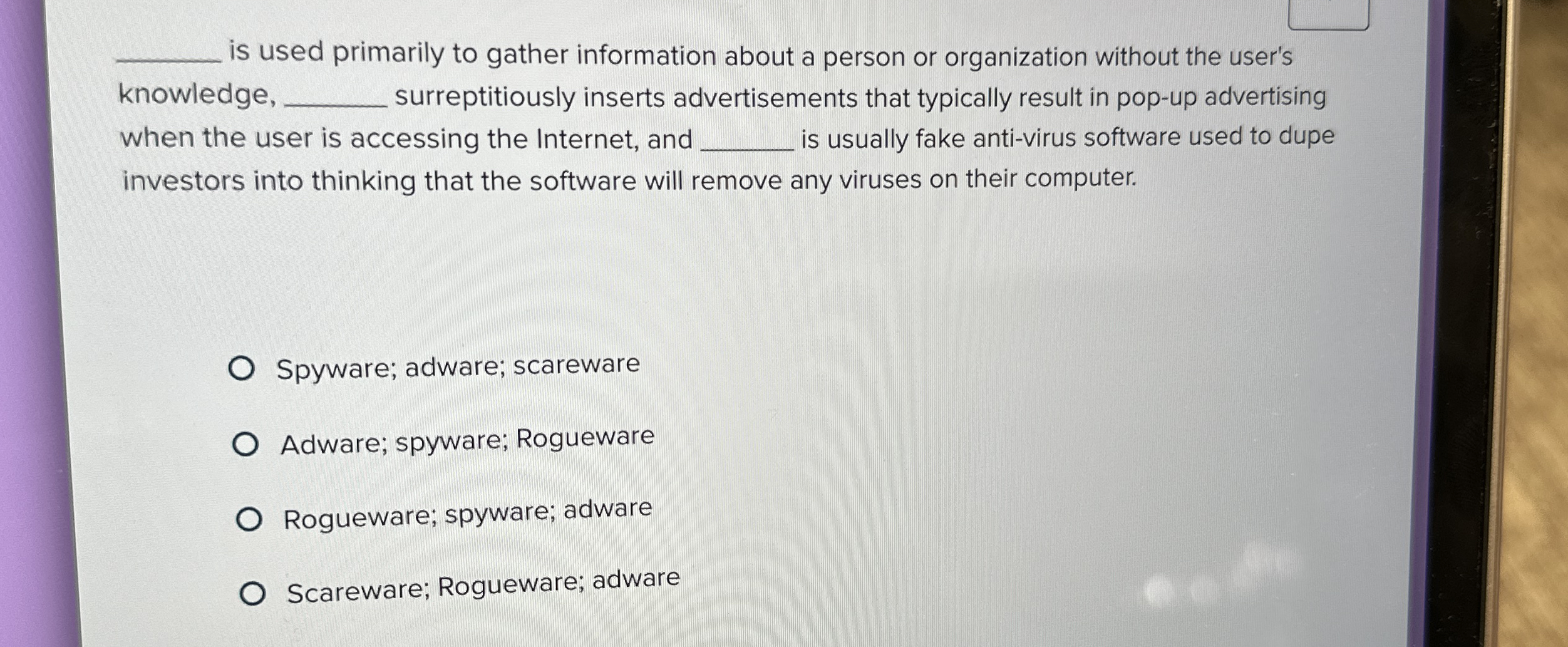 Solved is used primarily to gather information about a | Chegg.com